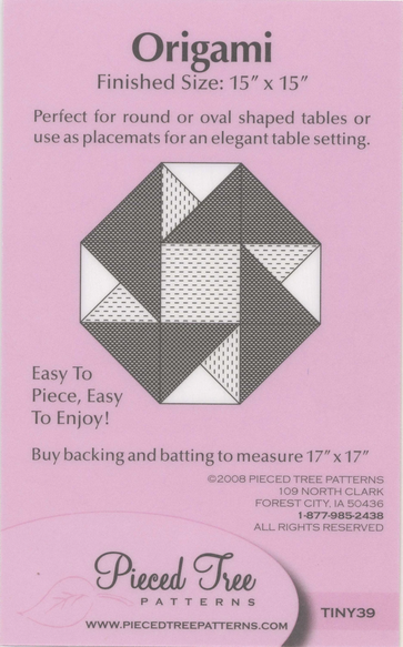 Origami Table Topper Pattern from Pieced Tree Patterns | Hummingbird Sewing